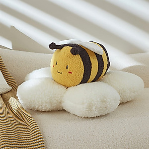 ARELUX 14in Soft Bee Stuffed Animal Plush Toy Cute Fuzzy Bumblebee Plushies Doll Realistic Cartoon Honeybee Anime Pillow Room Decor Birthday for Kids Friends Boys Girls