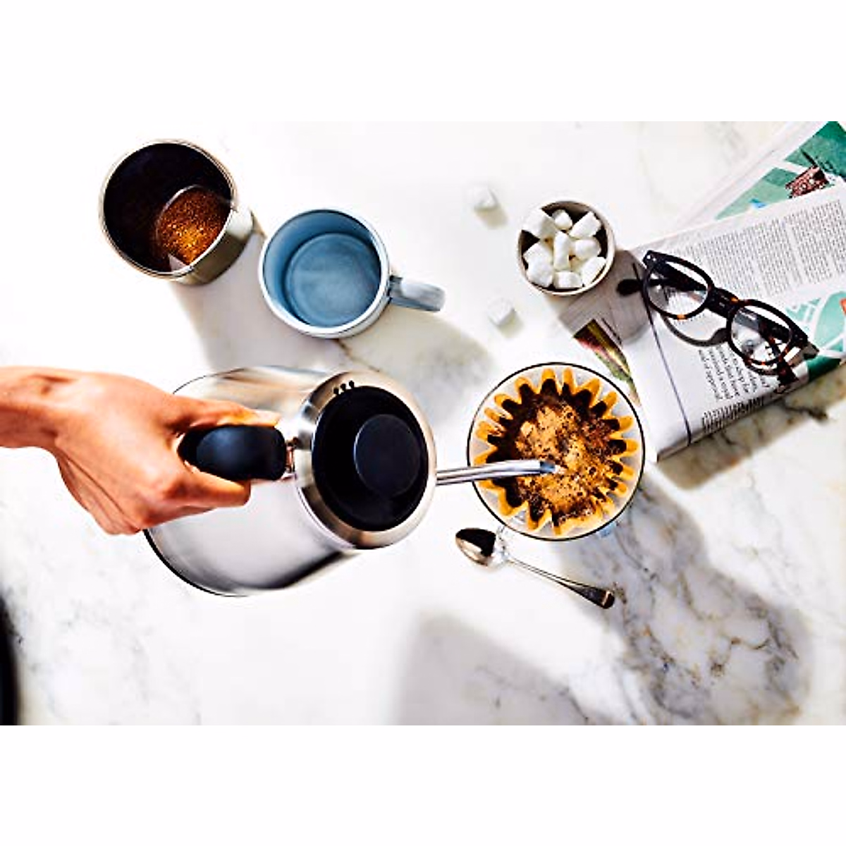 OXO Brew Gooseneck Electric Kettle – Hot Water Kettle, Pour Over Coffee & Tea Kettle, Adjustable Temperature, Built-In Brew Timer, Stainless Steel, 1L​