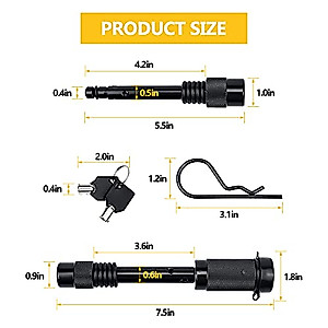 Cenipar Trailer Hitch Coupler Locking Pin 1/2 Inch and 5/8 Inch Set for Truck Car and Boat Fits 1.25", 2" and 2.5" Receivers Class III IV Hitches Towing Locks