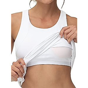 High Neck Workout Tank Tops Sports Bras for Women Full Coverage Tank with Built-in Shelf Bras Racerback Yoga Gym Shirt Lilac