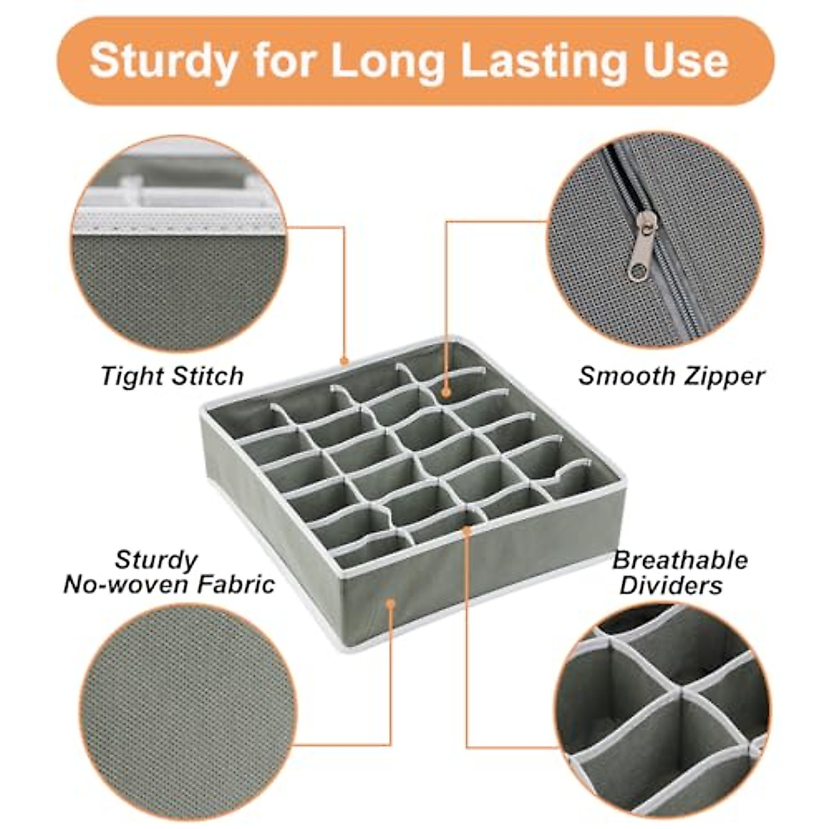 8 Pack Dresser Drawer Organizer Clothes, Foldable Underwear Drawer Organizer Bins, 90 Cells Fabric Closet Cloth Storage Box Drawer Dividers for Socks, Ties, Bras, Baby Clothes, Nursery, Clothing