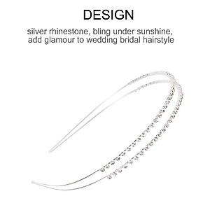 Lawie 4 Pack Rhinestone Pearl Glitter Sparkly Silver Metal Hair Clasps Slim Thin Skinny Hard Headbands Hair Loops Rings Cross Hairands Crown Tiara Holder Accessories for Women Girl