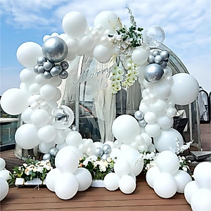 110pcs White Balloons, 12inch White Latex Balloons, Helium Quality for Birthday Anniversary Bachelorette Party Decorations (With 2 White Ribbons)