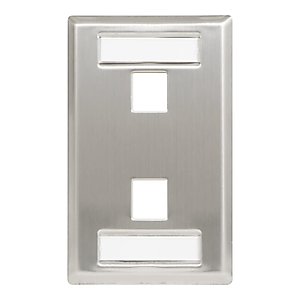 ICC Station ID Stainless Steel Faceplate with 2 Ports for EZ®/HD Style in Single Gang