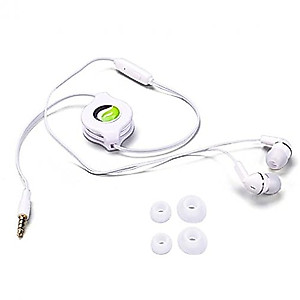 Wired Retractable Earphones w Mic Earbuds Headphones [3.5mm] works for iPod Nano 5th, 6th, 7th, iPod Touch 1st, 2nd, 3rd, 4th, 5th, 6th, 7th Gen, Galaxy A14 A23 A52 A12 A42 A32 S10 S9 S8 , iPhone 6/6S
