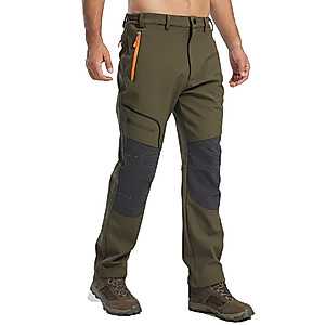 MAGCOMSEN Hiking Pants Mens Waterproof Pants for Men Softshell Winter Pants for Men Ski Pants Snowboard Pants for Men Lt Grey