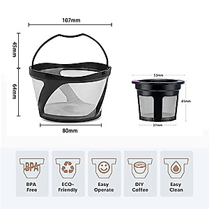 2 Reusable Coffee Ground Basket Style Coffee Filter for KeurigKDuo Essentials and KDuo Brewers Machine,2 Refillable K Cups Pod Capsule for KeurigKDuo+1 Spoon+1 Brush,2 Ways to Brew