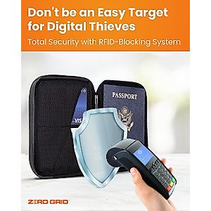 Passport Holder & Travel Wallet with RFID Blocking - Premium Document Organizer Case for Men and Women - Holds Passports, Cards, Tickets, ID, Cash - Compact Zippered Wallet - Midnight