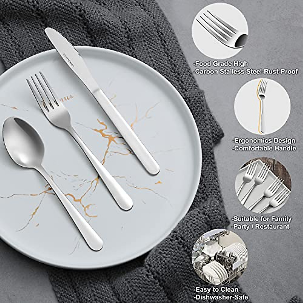 Bestdin Dinner Forks, Silverware Forks Set of 12, Food Grade Stainless Steel Flatware Table Forks Sets, Mirror-Polished & Dishwasher Safe, Use for Home Kitchen, Party or Restaurant