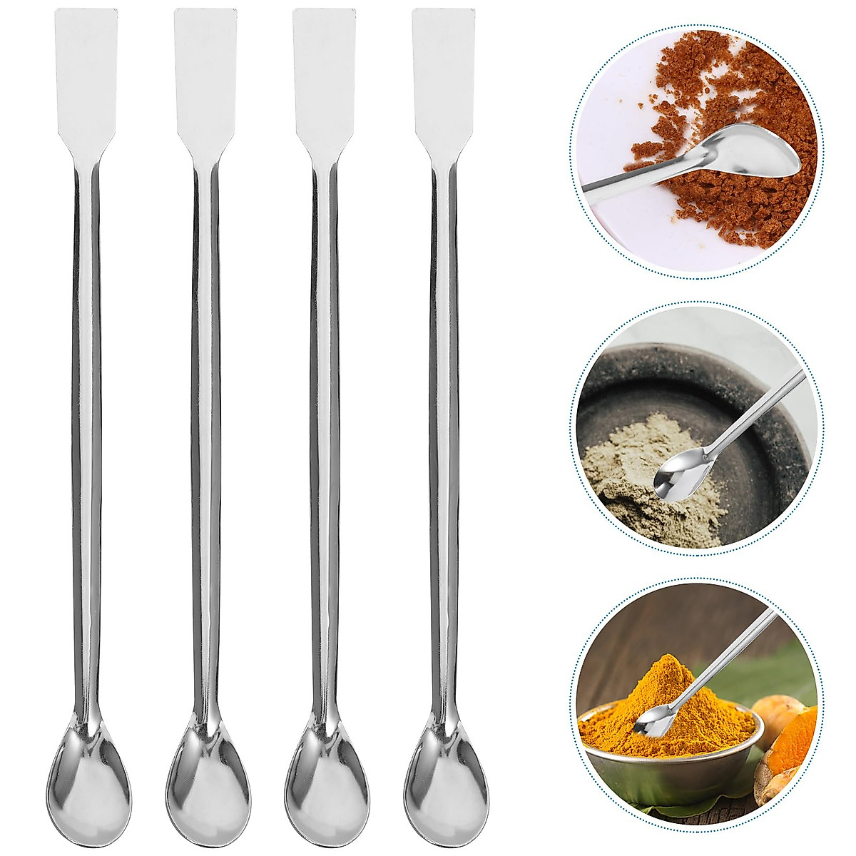 5pcs Lab Spoons Lab Spatula, Stainless Steel Lab Spatula Sampling Spoons Laboratory Scoops Lab Mixing Spatulas, Length 20CM