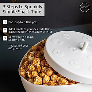 NEW!!! OTOTO Scary Poppings Microwave Popcorn Popper - Gothic Popcorn Microwave Popper, Silicone Microwave Popcorn Popper, Collapsible Bowl Popcorn Bowls, Halloween Goth Accessories Goth Gifts (White)