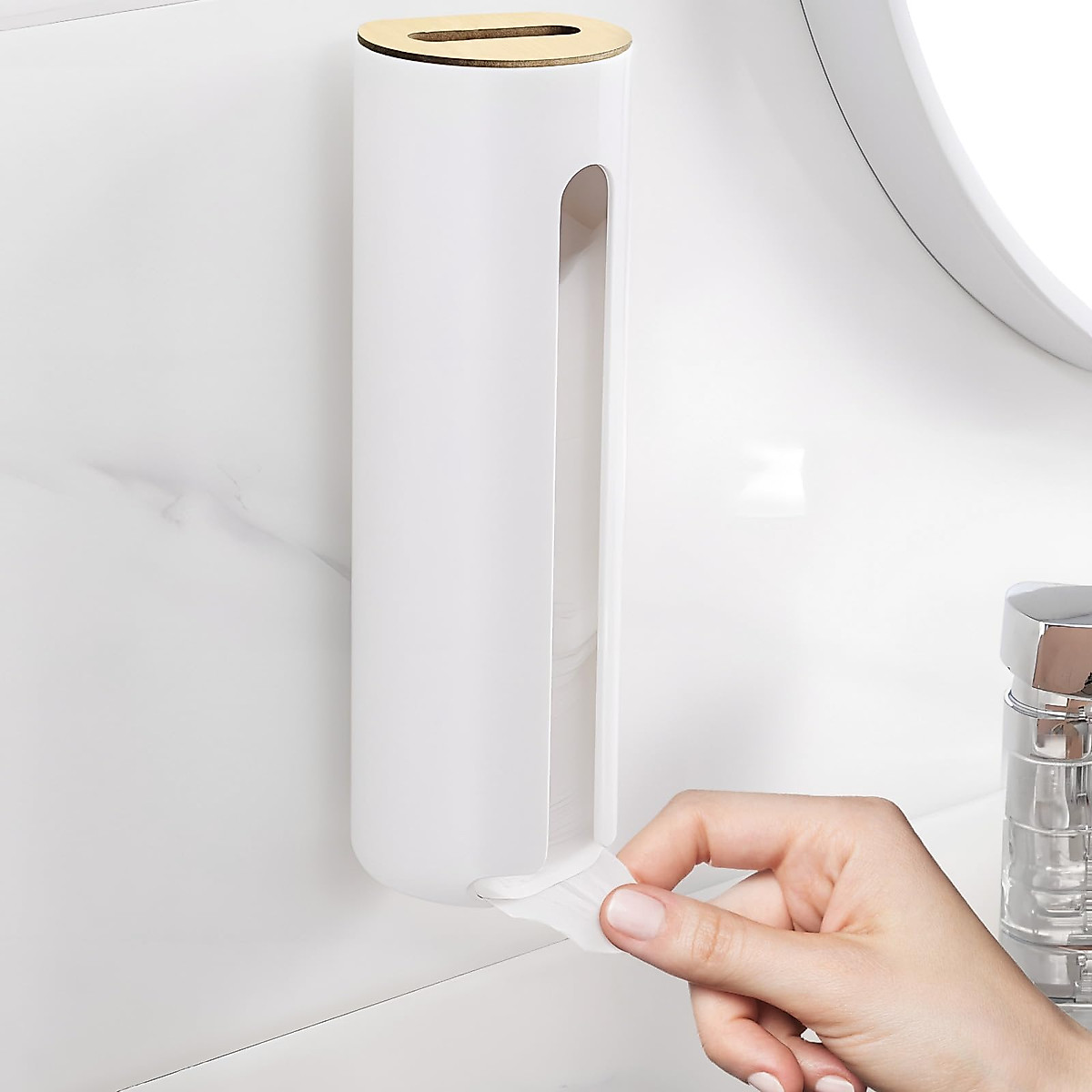 IWNTWY Cotton Pad Holder, Wall Mounted Cotton Rounds Holder Dispenser Makeup Organizers Containers for Bathroom