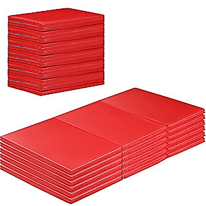 Handepo 6 Pcs Trifold Rest Mat Bulk 1 Inch Thick 3 Sections Portable Gymnastics Exercise Mats Classroom 3 Folding Rest Floor Mats Bulk Kids Rest Mats for School Daycare Travel Home, 48 x 24 Inches