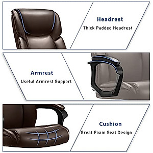 Office Chair, Desk Chair Executive Office Chair High Back Home Office Desk Chairs with Soft Armrest, Height Adjustable Ergonomic Computer Chair with Lumbar Support, Big and Tall Bonded Leather Chair