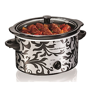 Hamilton Beach 804904219250 33237 Patterned Oval Slow Cooker, 3-Quart, Silver
