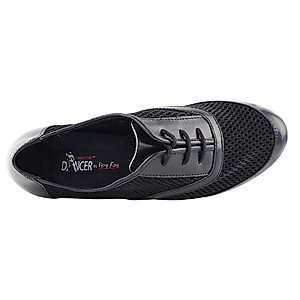 Very Fine Shoes Ladies' Practice & Cuban Heel Competitive Dancer Series CD1108 Black Leather (9.5)