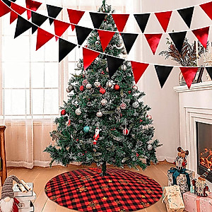 Red Black Party Decoration Metallic Fabric Triangle Pennant Banner Flag Bunting Garland for Graduation Halloween Birthday Wedding Bachelorette Anniversary Las Vegas Casino Poker Pirate Party Supplies