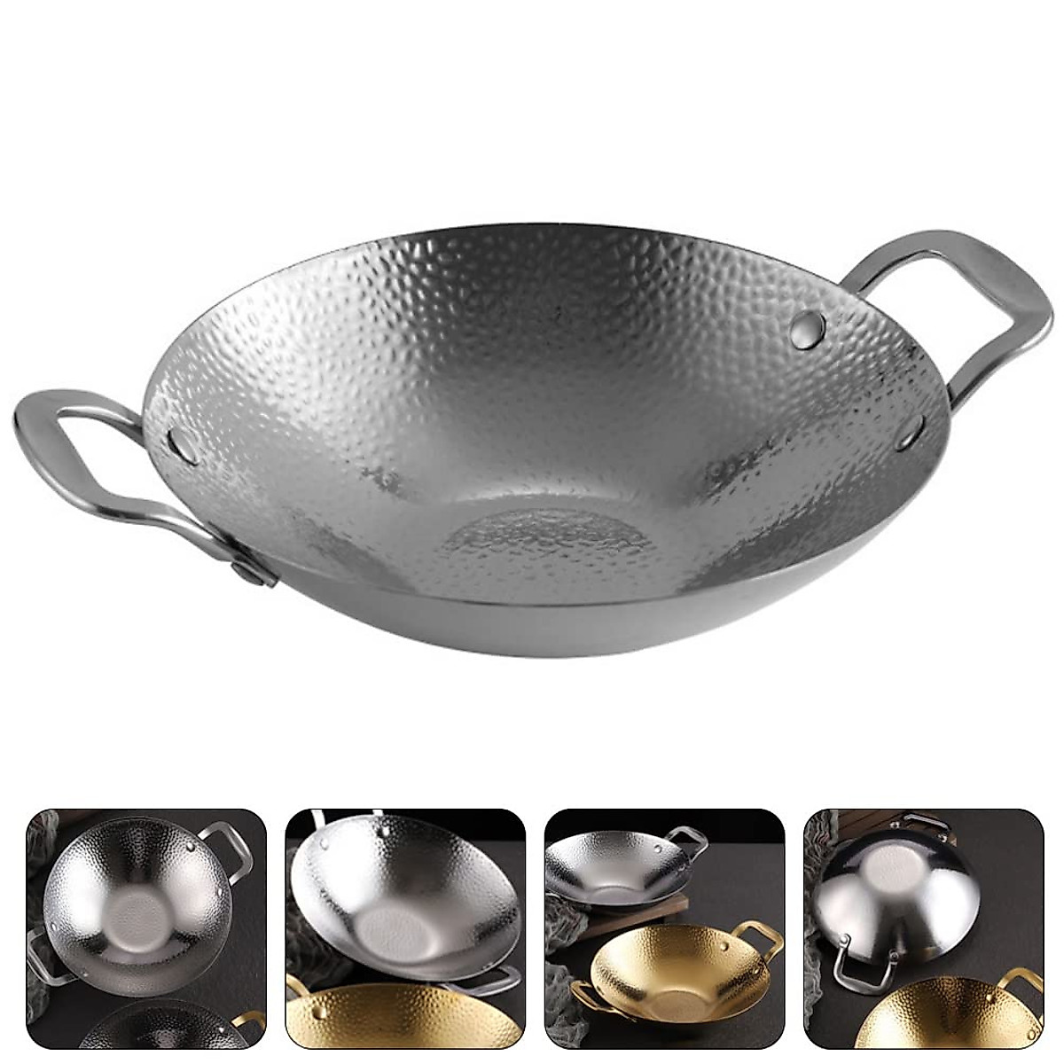 Hemoton Alcohol Pot Cooking Pot Small Stockpot Metal Grilling Wok Cast Iron Wok Omelet Sauce Pan Non Stick Wok Pan Steel Wok Grilling Pan Pasta Pots Chinese Work Spain Stainless Steel