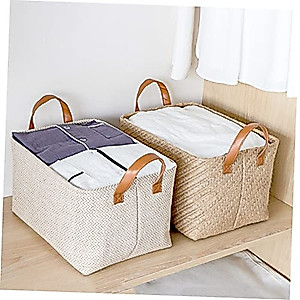 Hoement Wicker Hamper Collapsible Bin Wicker Storage Baskets Wicker Baskets Fabric Clothes Box Shelf Basket Clothes Organizer Storage Toy Organizer Home Fabric Storage Bin Storage Box