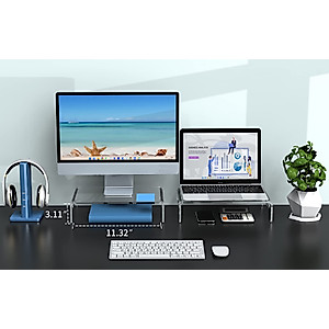 Zimilar 2 Pack Monitor Stand Riser, Acrylic Monitor Stand for Computer, Laptop, Printer, Notebook, Premium Clear Laptop Stand Acrylic Monitor Riser for Home Office, Monitor Stands for 2 Monitors