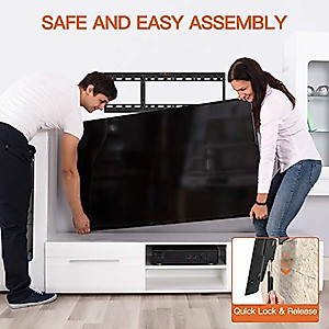 Perlegear Tilt TV Wall Mount Bracket Low Profile for Most 37-75 Inch LED LCD OLED Flat Curved Screen TVs, Large Tilting Mount Fits 16, 18, 24 Inch Studs Max VESA 600x400mm Supports up to 132lbs