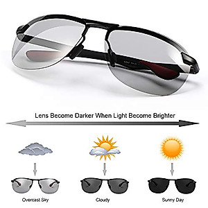 YIMI Polarized Photochromic Driving z87 Sunglasses For Men Women Day and Night safety glasses (photochromic/Black)