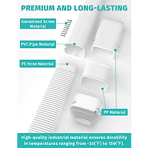 eastoyo Mini Split Line Set Cover, 4''W 9.5 Ft Decorative Line Set Cover Kit for Split Air Conditioner, Central AC and Heat Pumps, Zinc-Plated Antirust Screws Inclued