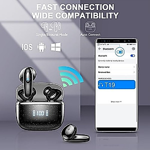 Wireless Earbuds, Bluetooth Earbuds with 4 HD Mic, 2023 Light Weight in-Ear Bluetooth 5.3 Headphones, 40Hrs Playtime Ear Buds with LED Charging Case/IP7 Waterproof/Sport Earphones for Android iOS