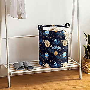 Galaxy Planets Stars Personalized Laundry Basket Clothes Hamper Storage Handle Waterproof, Custom Collapsible Large Capacity , for Bedroom Bathroom Toy Decoration