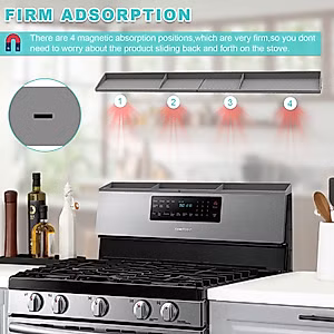 xingruyu 30 Inch Silicone Magnetic Stove Top Shelf, Magnetic Spice Rack Over the Stove, Condiment Storage Shelf, Heat Insulated Kitchen Gadgets, Zero Installation, Not Easy to Slide (Gray)