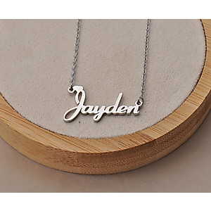 Aoloshow Stainless Steel Silver Logan Name Necklace Love Heart Necklace for Best Friends Mothers Day Jewelry