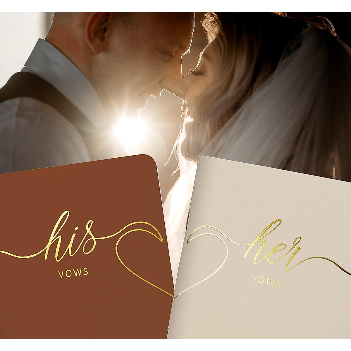 LSSH GmbH Wedding Vow Books,Original Vow Books His and Hers,Perfect Wedding Essentials for Your Wedding Day,28 Pages, 5.5" X 4" (Terracotta & beige)