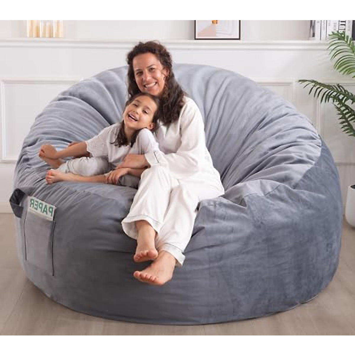 Large Bean Bag Chair for Adults/Kids with Filling, 3 ft Memory Foam Bean Bag Chairs with Filler Included, Ultra Soft Dutch Velvet Fabric, Bean Bag for Living Room - 3 Foot,Dark Gray