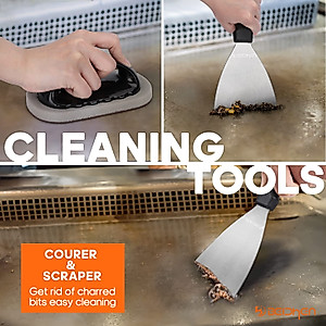 Beichen Griddle Accessories Kit, 34Pcs Stainless Steel Flat Top Grill Tools Set for Blackstone and Camp Chef, Grilling Spatula Set, Scraper, Carry Bag, Grill Cleaning Accessories for Men Outdoor BBQ