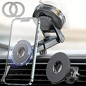 eSamcore for Magsafe Car Mount, Car Cell Phone Holder Retractable Car Magnetic Phone Mount for Dashboard/Vent/Windshield, Car Mount Magnet for iPhone 12/13/ 14 Pro Max and Magsafe Case