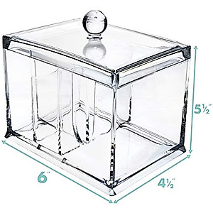Kryllic Cotton Pad Organizer - Qtip Holder - Cotton Pad Holder - Acrylic Qtip Holder Cotton Organizer - Qtip Dispenser with Lid, Bathroom Storage - Qtip Container