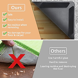 ZONGOOL 12 PCS Rug Tape, Reusable Washable Carpet Tape, Double Sided Non-Slip Rug Pads for Hardwood Floors, Rug Stoppers for Area Rugs, Black