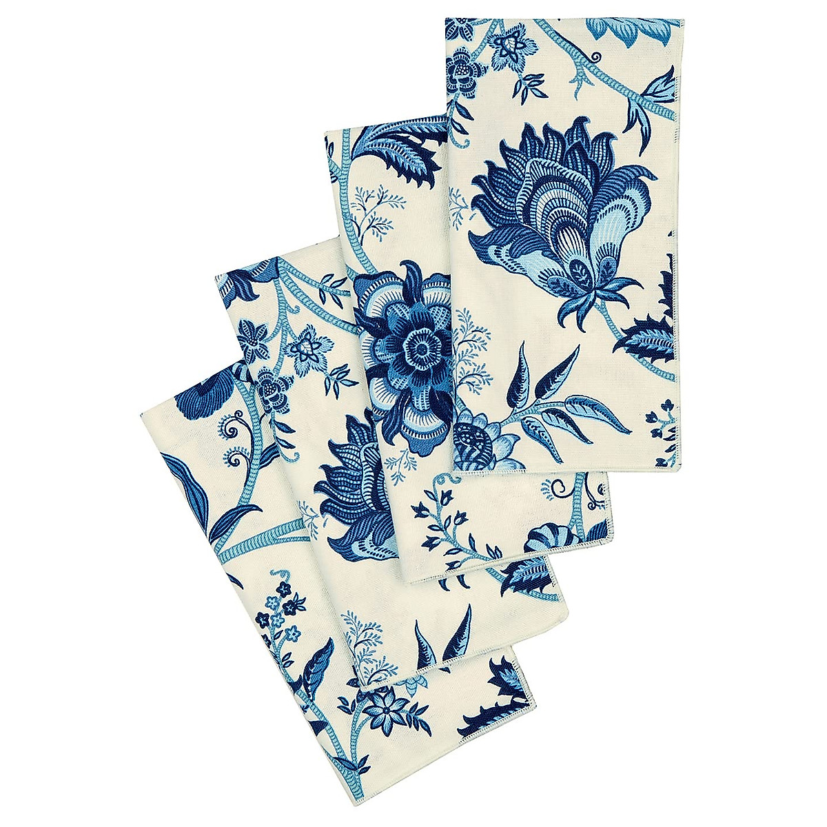 Decorative Things Cloth Napkins Set of 4 Cotton Table Linen Napkins Dinner 18" Backyard Beach Wedding Table Décor Pool Party Blue, Off White USA Made