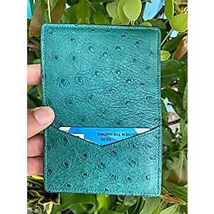 Doubleside Green Body Ostrich leather skin Credit Cardholder, leather credit cardcase, leather creditcard cover