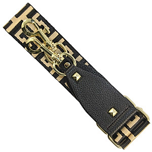 Duwi Wide Handbag&Purse Strap Broad Multicolor Striped Guitar Style Replacement Strap Adjustable Canvas Crossbody Bag Strap (black,gloden,pattern)