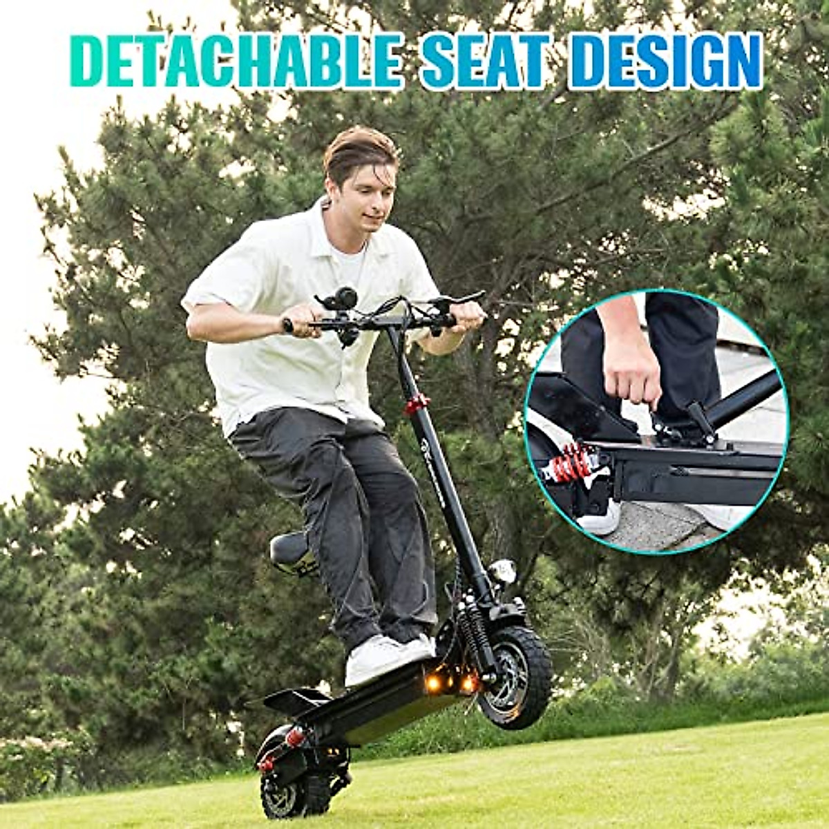 EVERCROSS App-Enabled Electric Scooter, Electric Scooter Adults with 800W Motor, Up to 28 MPH & 28 Miles E-Scooter, Electric Scooter with Seat, Folding Offroad Electric Scooter with 10'' Solid Tires
