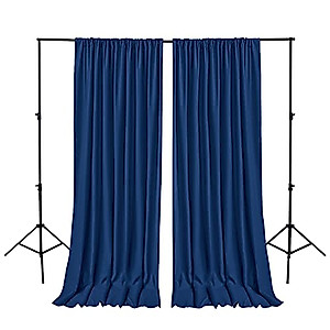 Hiasan Navy Blue Backdrop Curtains for Parties, Polyester Photography Backdrop Drapes for Family Gatherings, Wedding Decorations, 5ftx10ft, Set of 2 Panels