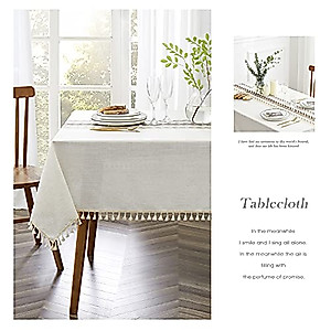 QIANQUHUI Embroidered Tablecloth for Dining Table,Dust Proof Spillproof Soil Resistant Cotton Linen Rectangle Table Cloths (Coffee Wheat, Rectangle/Oblong, 55'x120'', 10-12 Seats)