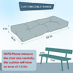 ROFIEJOX Bench Cushion 42 Inch - Sackcloth Fabric, High-Density Foam, Non-Slip Bottom, Soft Durable Indoor Tufted Long Seat Cushion for Window Garden Furniture (Navy Blue, 42x16x4 Inch)