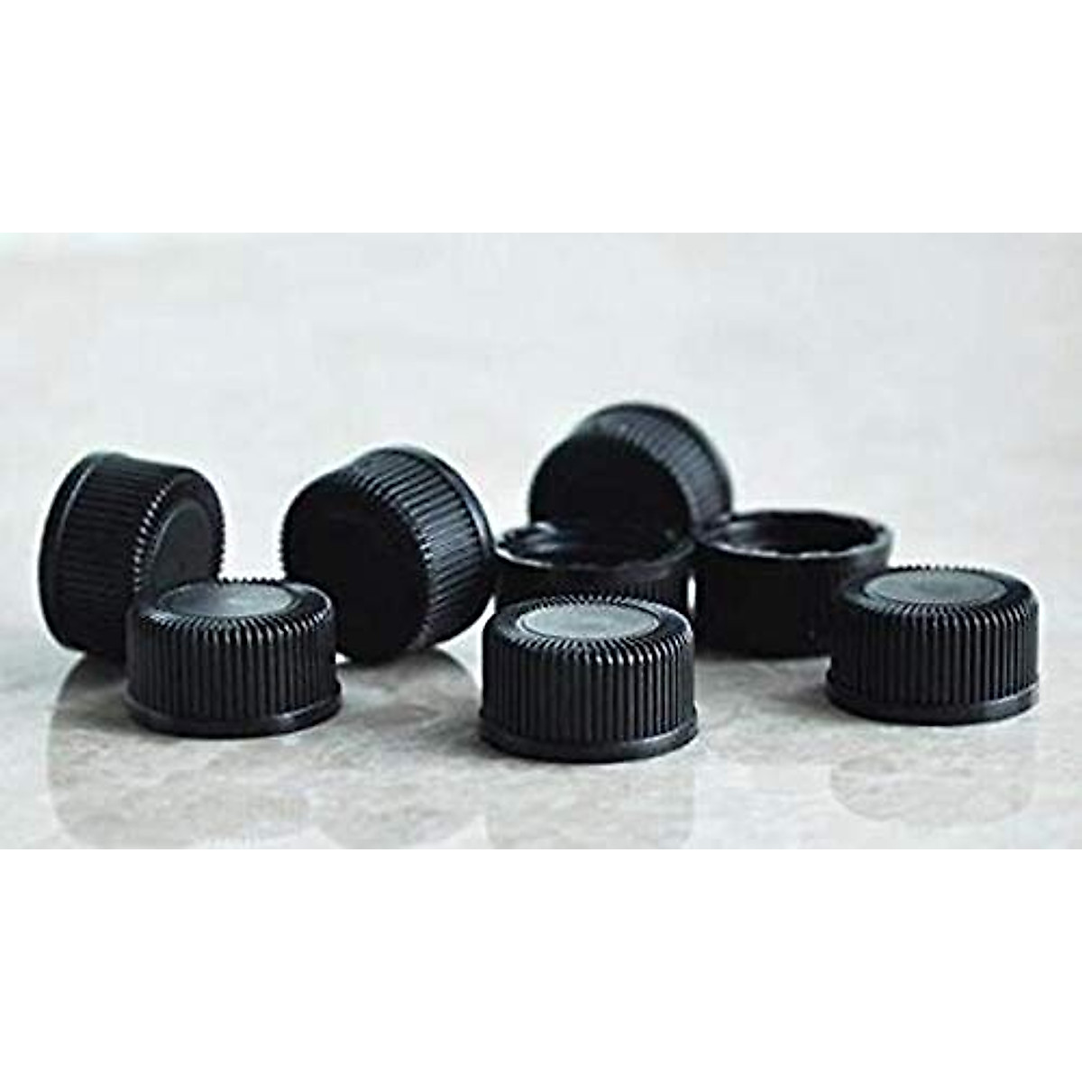 24PCS Empty Mini Amber Glass Essential Oil Bottles with Black Screw Cap and Orifice Reducer Sample Trial Packing Perfumes Lab Chemicals Cosmetic Containers Makeup Vials Travel Set(5ML/0.17OZ)