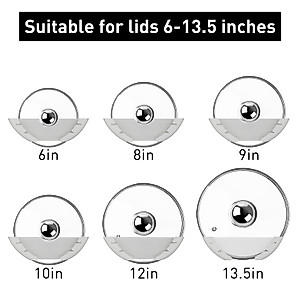VOBUYING Universal Pot Lid Organizer for Cabinet, 5 Pcs Pan Lids Organizers Inside Cabinet Door Wall Mount Pots Top Storage Rack Holder for Kitchen, Fits 6" to 13.5" (5pcs white)