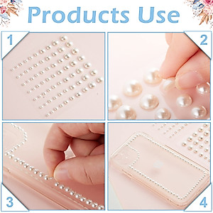 Outus Hair Pearl Stickers on Face Self-Adhesive Hair Gems Accessories Pearls Sticker Sheets for Wedding Bride Crafts Flat Back Pearl Assorted Size, 700 Pieces