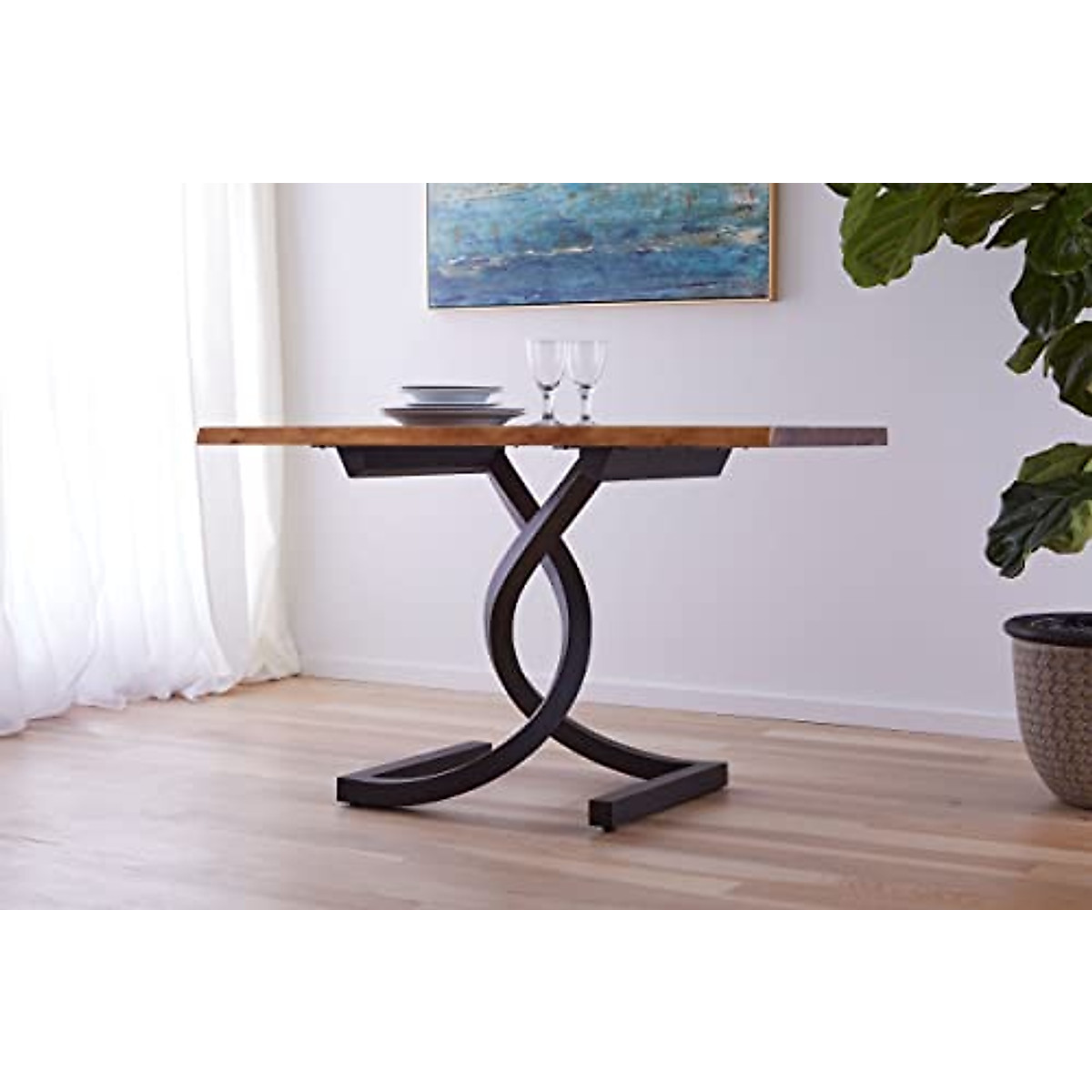 Design 59 Metal Dining Table Legs, Table Base for Desk, Kitchen, Restaurant & Other Tables, Black Furniture Legs, Steel Pedestal, Mid Century Modern Furniture (M14)