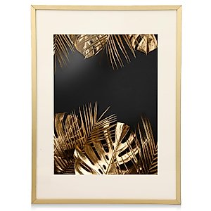 Fixwal 12 x 16 Frame Gold Aluminum Picture Frame Set of 1, Metal Gold Frame Tempered Glass with Mat for Wedding, Wall Display