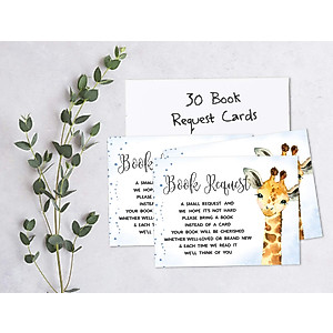 Inkdotpot 30 Books for Baby Shower Request Cards Bring A Book Instead of A Card Giraffe Jungle Animals Baby Shower Invitations Inserts Games